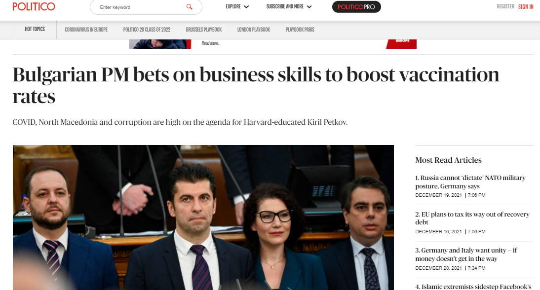 „Политико“: Петков сака преку економска соработка да ги подобри ...